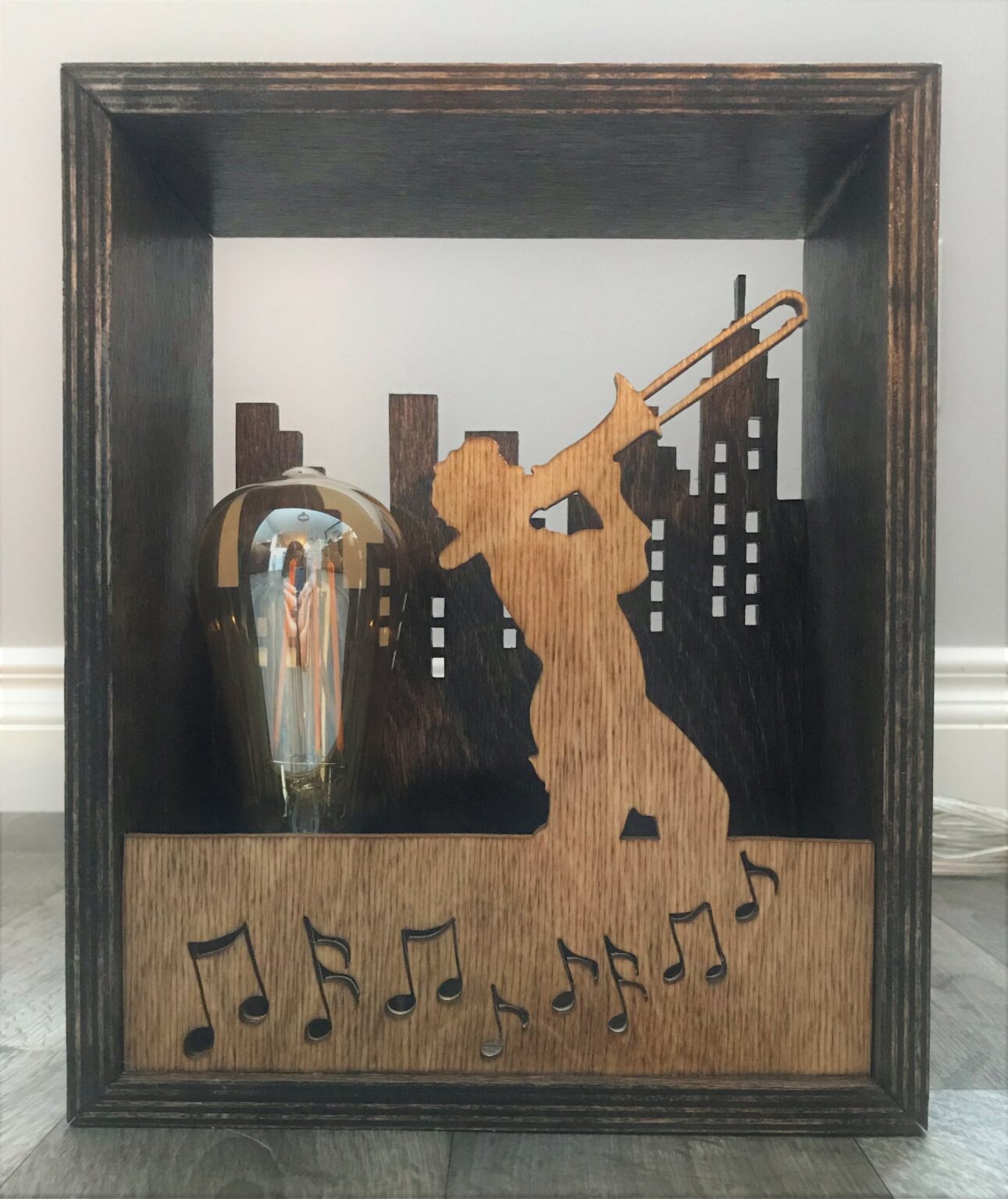 Trombone Light Box – Wood Art by Tam