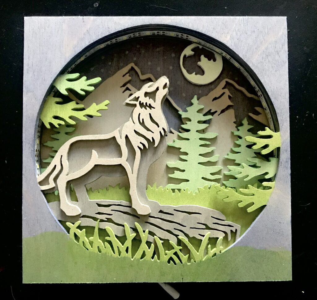 Wolf Shadow Box – Wood Art by Tam